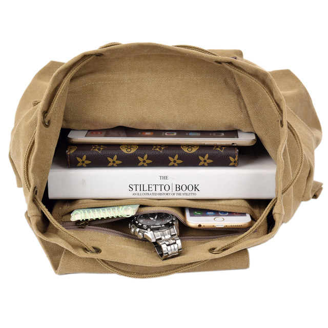 Canvas Backpack Female Retro Male Casual Travel Drawstring Ladies ...