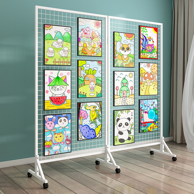 Folding grid display stand, painting studio, kindergarten work display ...