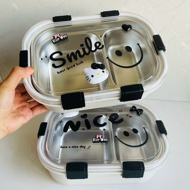 Cute student lunch box 304 stainless steel insulated lunch box with lid ...