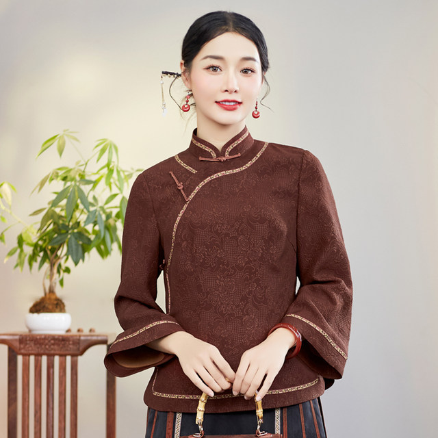 Chinese classic cheongsam top, high-end Chinese style open-front ...