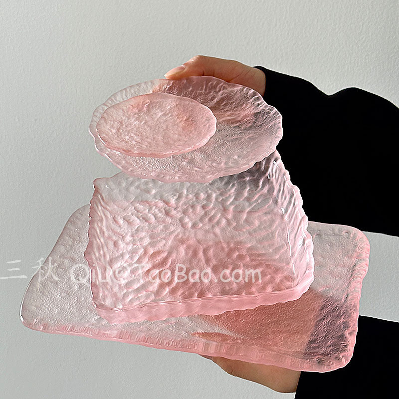 Sanqiu SANQ pink irregular glacier glass dim subtish disc