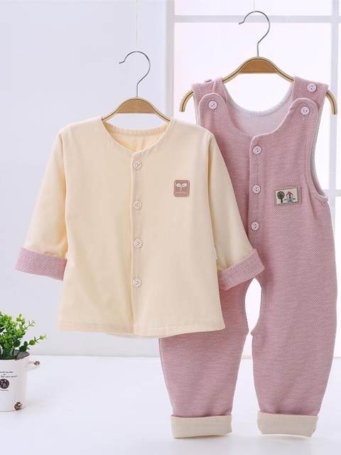Baby overalls set spring and autumn pure cotton double layer thin 6-12 ...