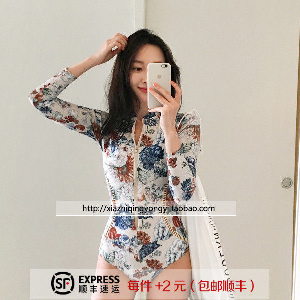 Korean new conjoined diving clothes female long -sleeved sunscreen ...