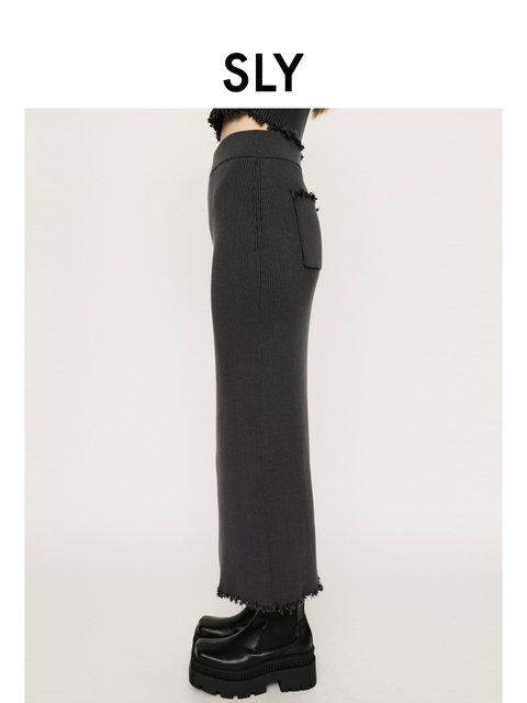 SLY retro elegant skirt commuting simple style solid color tassel ...