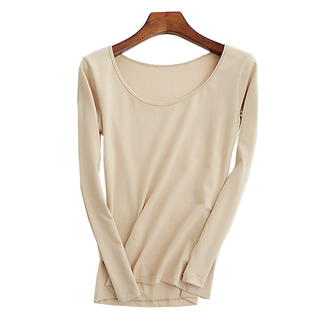 Autumn Modal Cotton Solid Color Base Shirt Women's Long Sleeve Slim ...