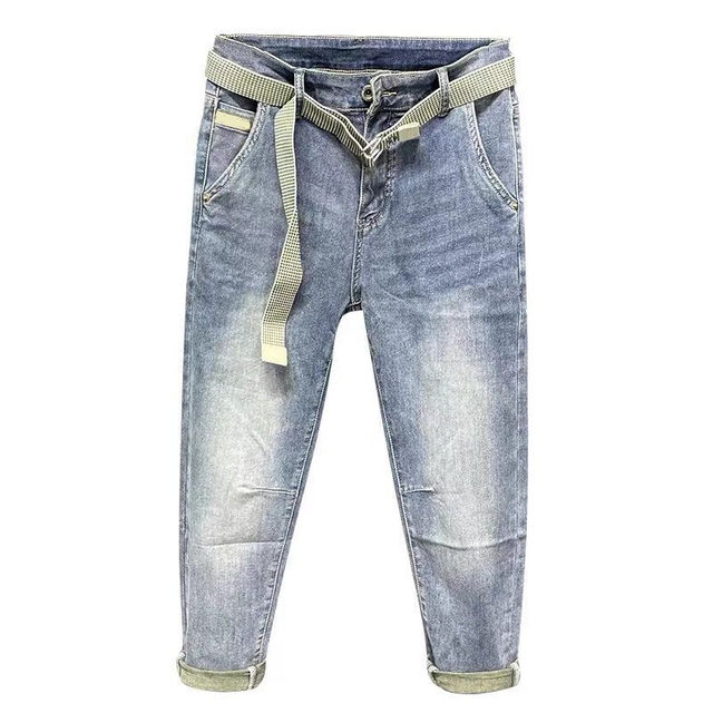 Popular diagonal pocket light blue jeans for men, micro-span, slim fit ...