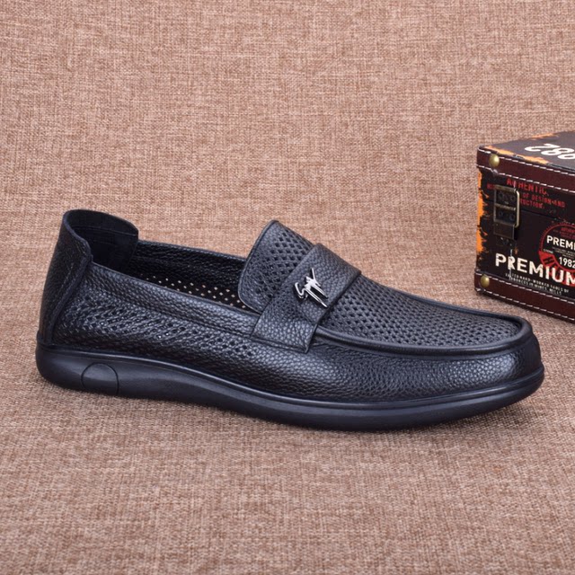 Foreign trade men's shoes Summer hollow leather shoes men's breathable ...
