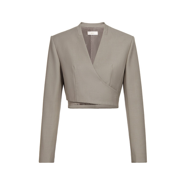 ochirly imported wool worsted jacket women's V-neck short commuting ...