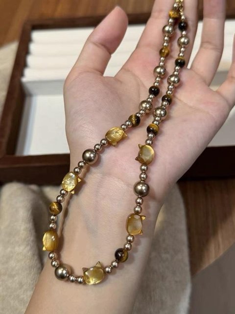 Maillard autumn and winter tiger eye stone mocha golden brown pearl cat ...