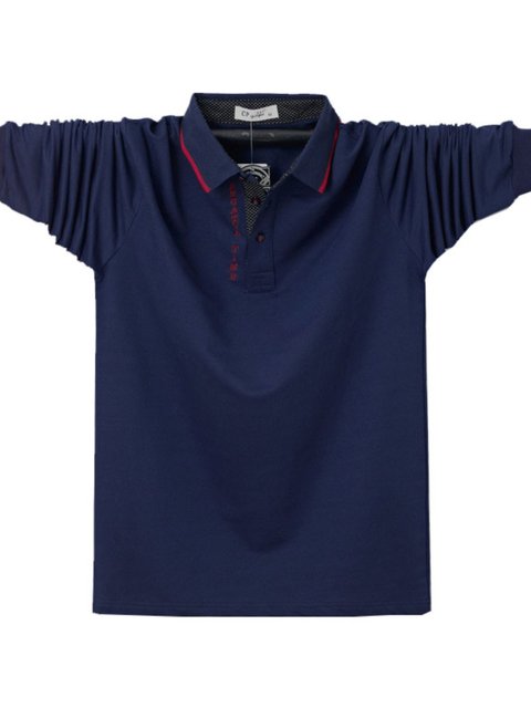 Long-sleeved T-shirt men's large-size spring and autumn new style lapel ...