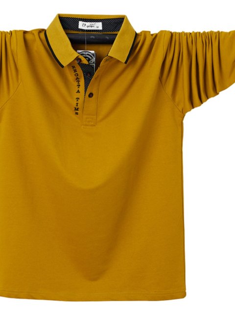 Long-sleeved T-shirt men's large-size spring and autumn new style lapel ...