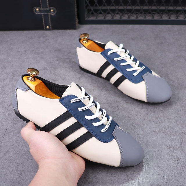 European men's shoes 2025 summer white shoes Korean version color block ...