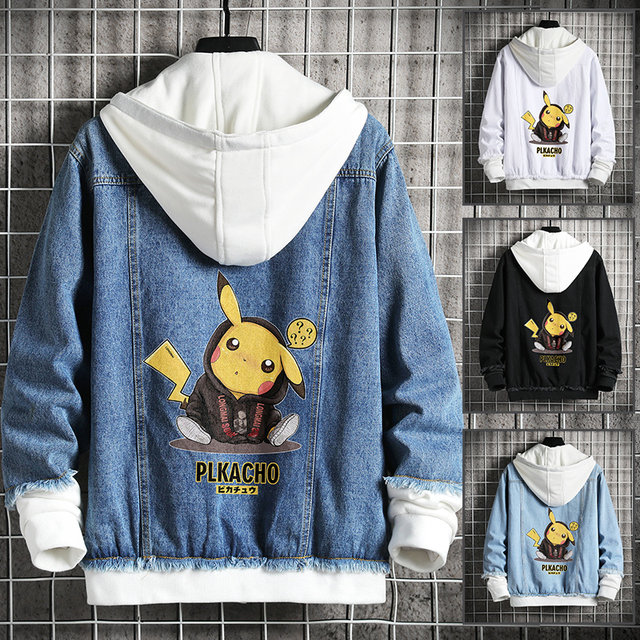 Spring and Autumn Men's Cotton Denim Jacket Hooded Jacket Fake Two ...