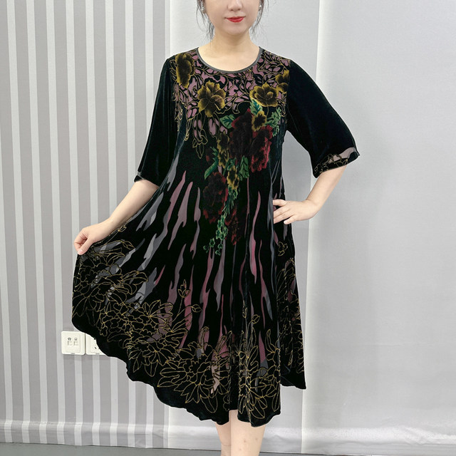 Mulberry silk flocking jacquard high-end pattern middle-aged and ...