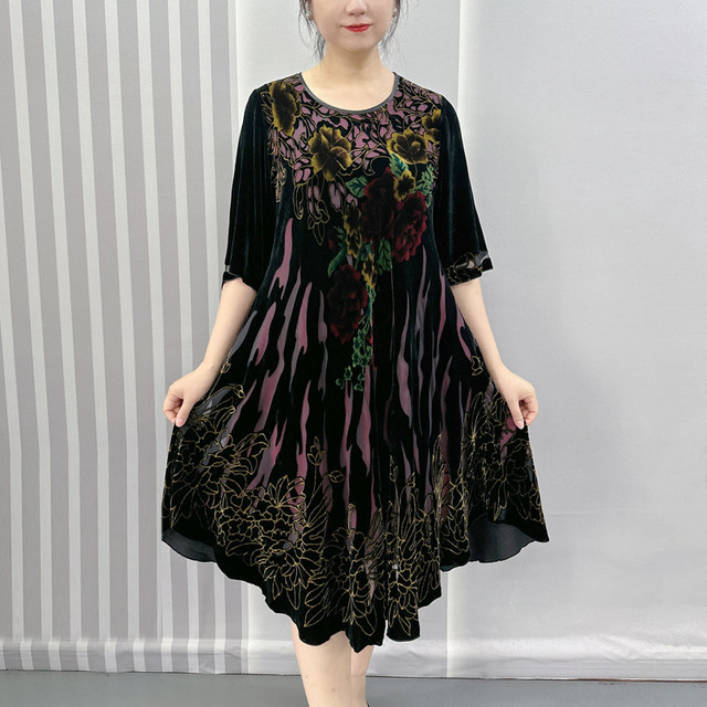 Mulberry silk flocking jacquard high-end pattern middle-aged and ...