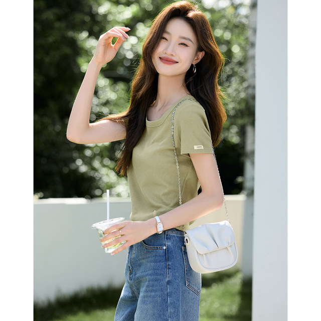 Mohan Yimei design waffle square neck versatile slimming top 2024 ...