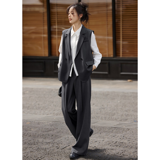 Mo Yan Yi Gray Series Quality Tong suit Jet 2024 Autumn New Temperament ...