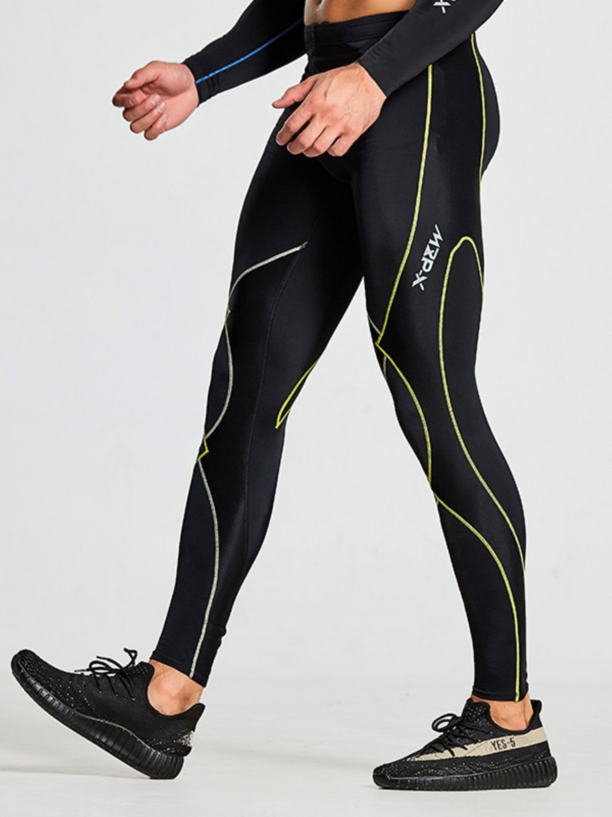 Mzp-x Men's Compression Running Leggings - Blue