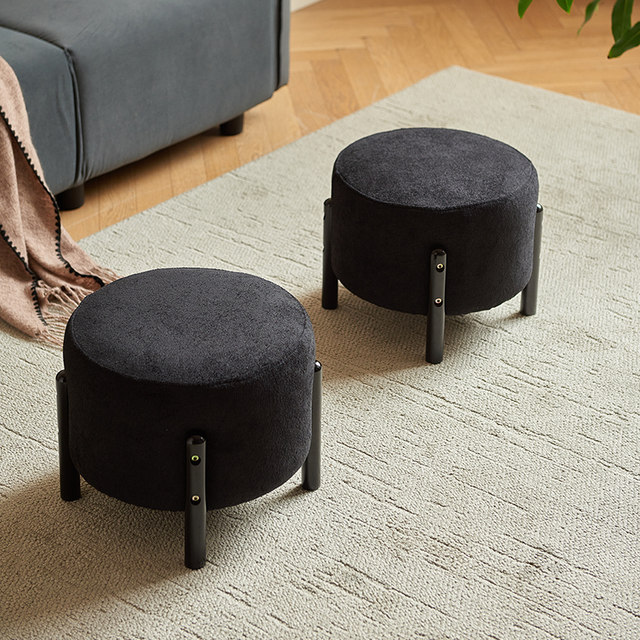 Solid wood stool Household dwarf stool soft bag shoe stool living room ...