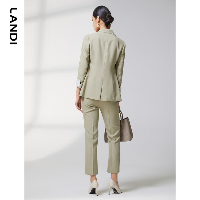 LANDI Blue Light Green Classic Small Foot Suit Pants Women's 2023 ...