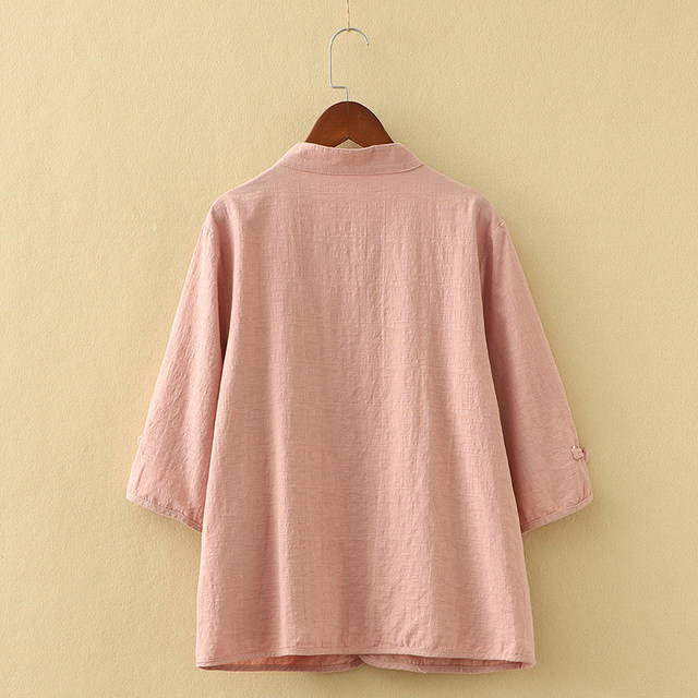 Literary Chinese style autumn cotton and linen stand-up collar cardigan ...