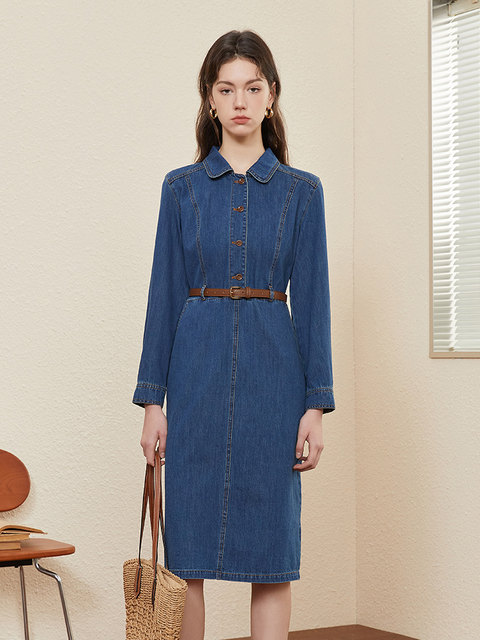 Denim Dress for Women in Autumn and Winter KBNE 2025 Autumn New High-end Exquisite Inner Mid ...