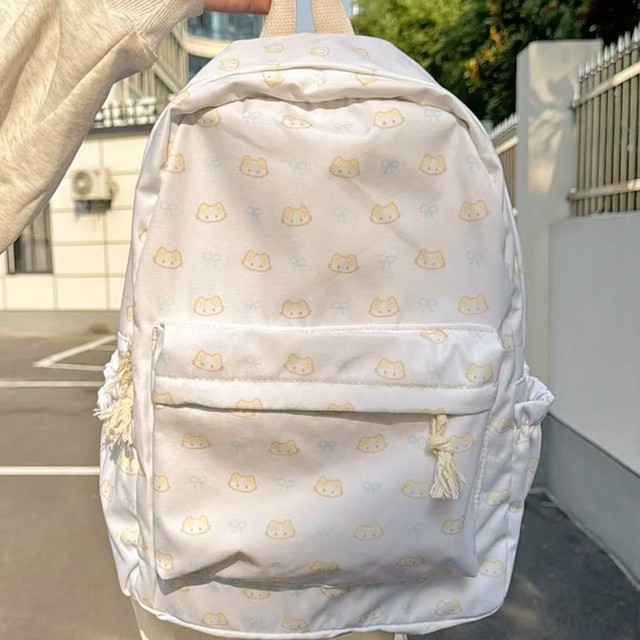 NICE new cute bow cat print backpack female college student school bag ...
