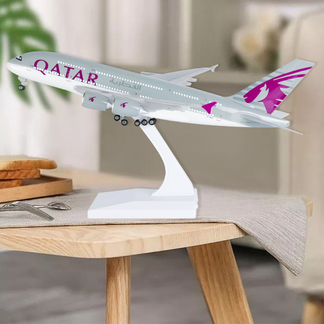 Large wheeled light aircraft model Qatar Airways A380 Airbus simulated ...