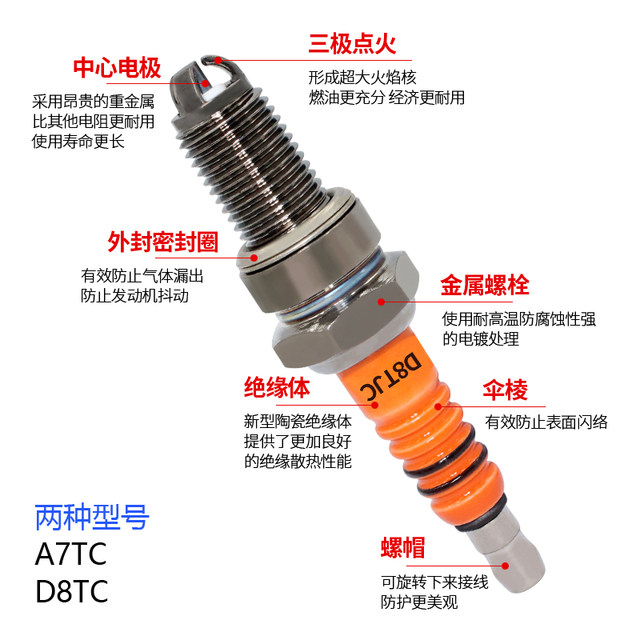 Universal motorcycle spark plug D8TC125150 men's car prince car ...