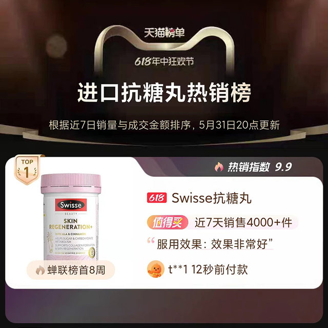 Swisse Lipoic Acid Sugar Control Anti-sugar Pills Capsules Whole Body ...