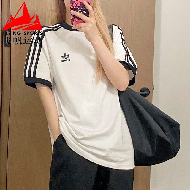 Jennie same model Adidas clover men's clothing 2024 summer stripes ...