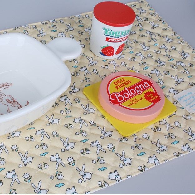 ins cute pet placemat floral dog eating mat anti-spill and slippery cat ...