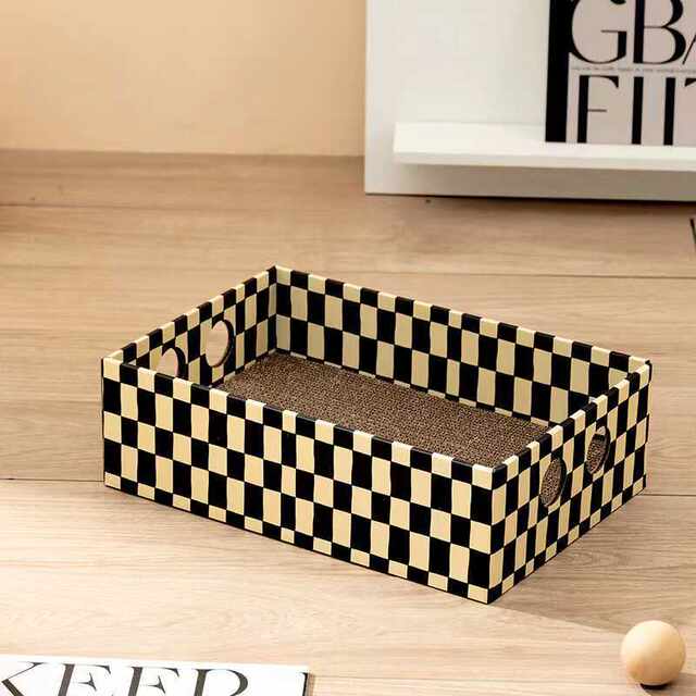 Checkerboard cat scratching board cat nest integrated cat box ...