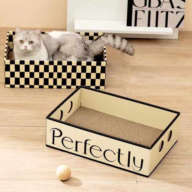Checkerboard cat scratching board cat nest integrated cat box ...