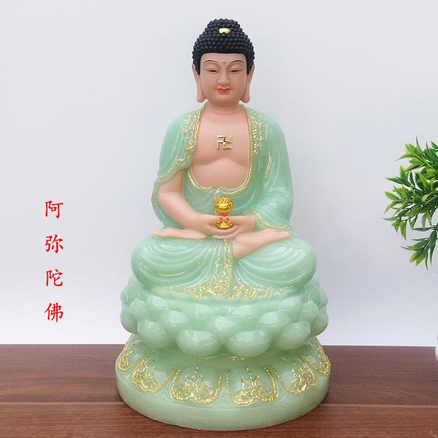 Cuiyu Buddha Three Treasure Buddha statues Amitabha Buddha statue of Shakyamuni Buddha ...