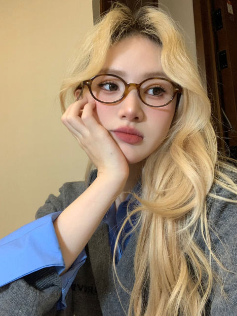 hucares playful nerdy miu-flavored glasses for women, large frame, no makeup artifact, slimming ...