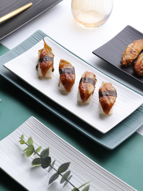 Creative rectangular ceramic plate, steak plate, Western plate, sushi ...