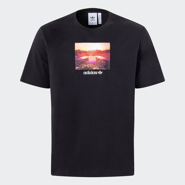 Adidas Clover Sunset Print Men's Short Sleeve 2024 Spring Loose Casual ...