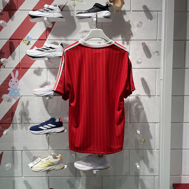 Adidas Clover men's tops 2024 spring loose short-sleeved football style ...