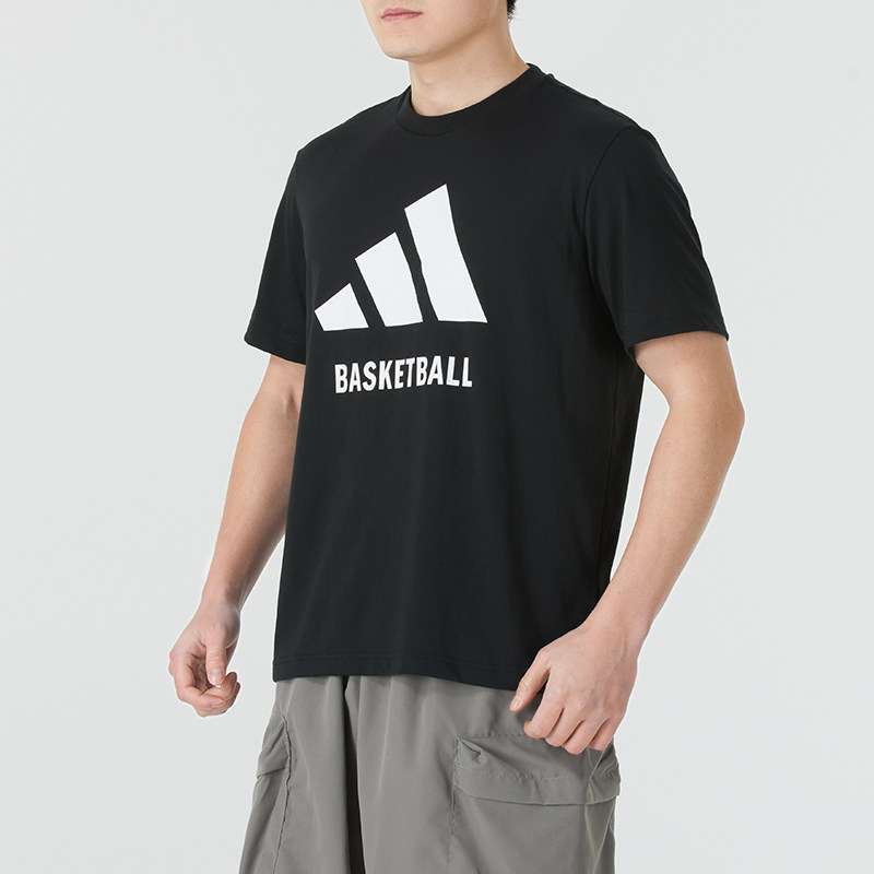 Adidas men's clothing 2025 spring pattern printed loose casual round ...