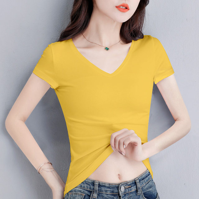 2024 new style t-shirt for women summer short-sleeved slim cotton T ...