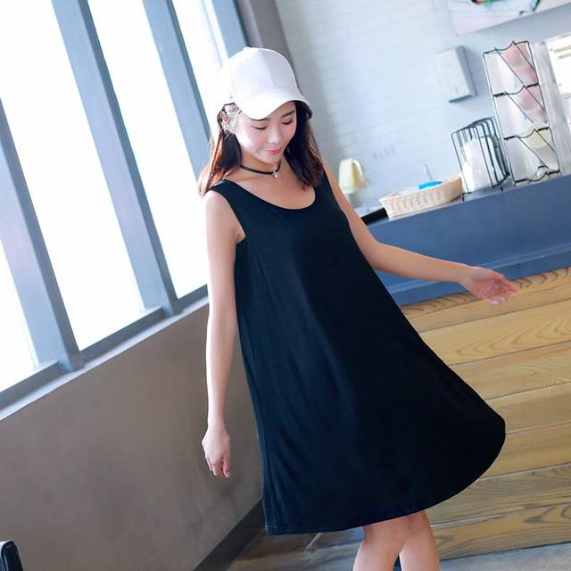 2023 Summer Modal plus fat plus size mid-length dress loose vest ...