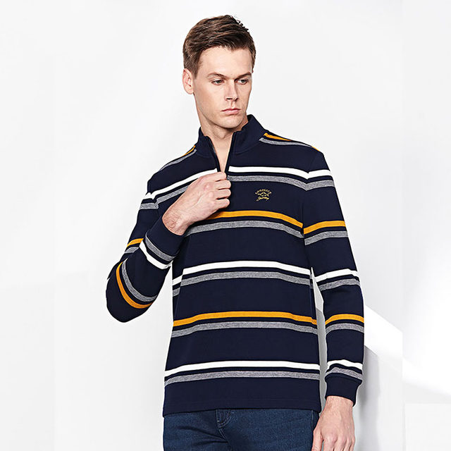 Desha Long Sleeve T-shirt Men's Spring New Half-High Zipper Stand ...