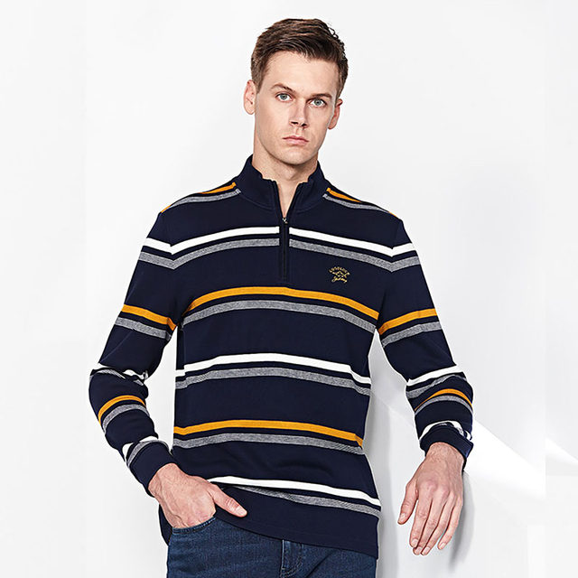 Desha Long Sleeve T-shirt Men's Spring New Half-High Zipper Stand ...