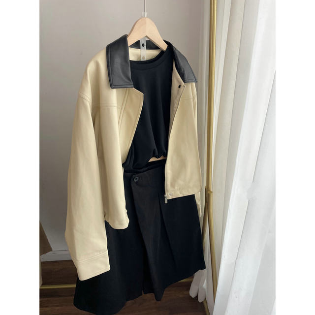 F256033 contrasting apricot pu leather jacket for women's early spring ...