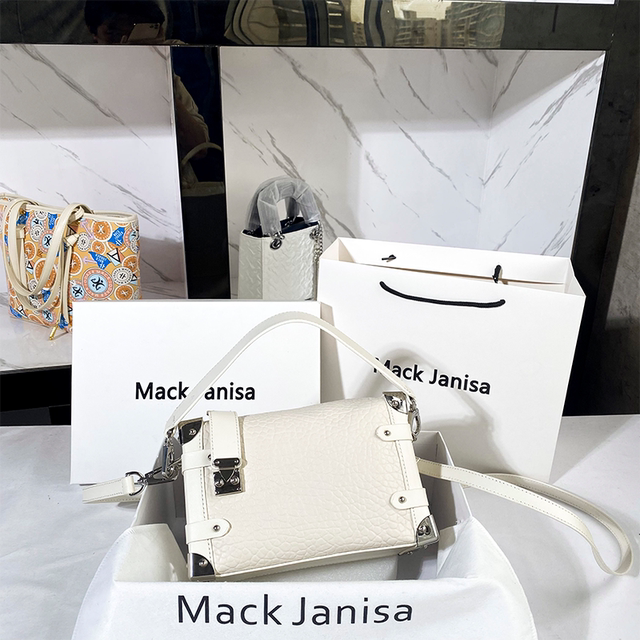 MACK JANISA genuine leather casual button nail handbag bag women's ...