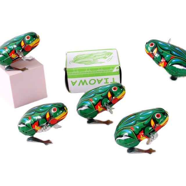 Tin frog toy small frog toy children's gift wind-up chain jumping ...