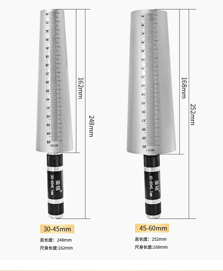 Conical aperture gauge feeler gauge inner diameter ruler conical ruler ...