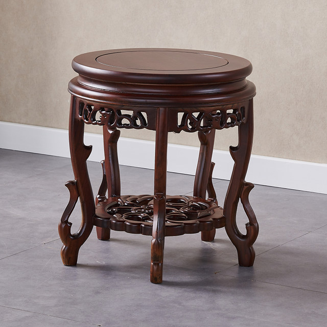Chinese solid wood guzheng stool round stool Ming and Qing classical ...