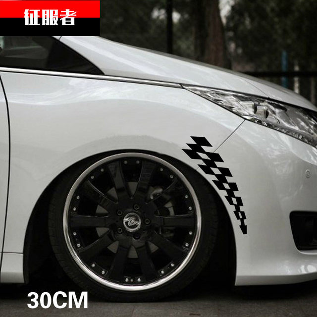Conqueror car wheel eyebrow sticker checkered flag scratch cover car ...